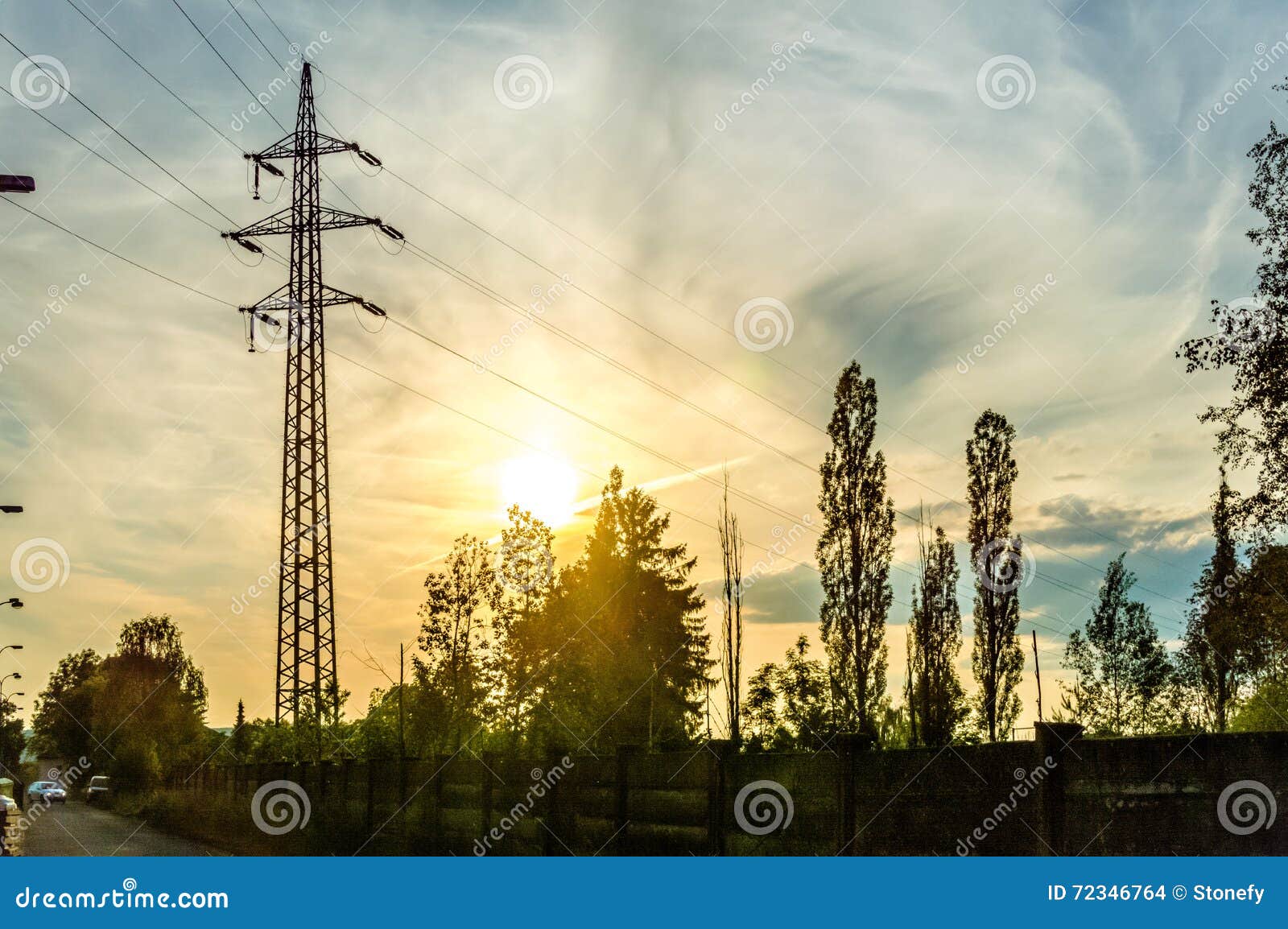 Power line pole stock photo. Image of high, grass, landscape - 72346764