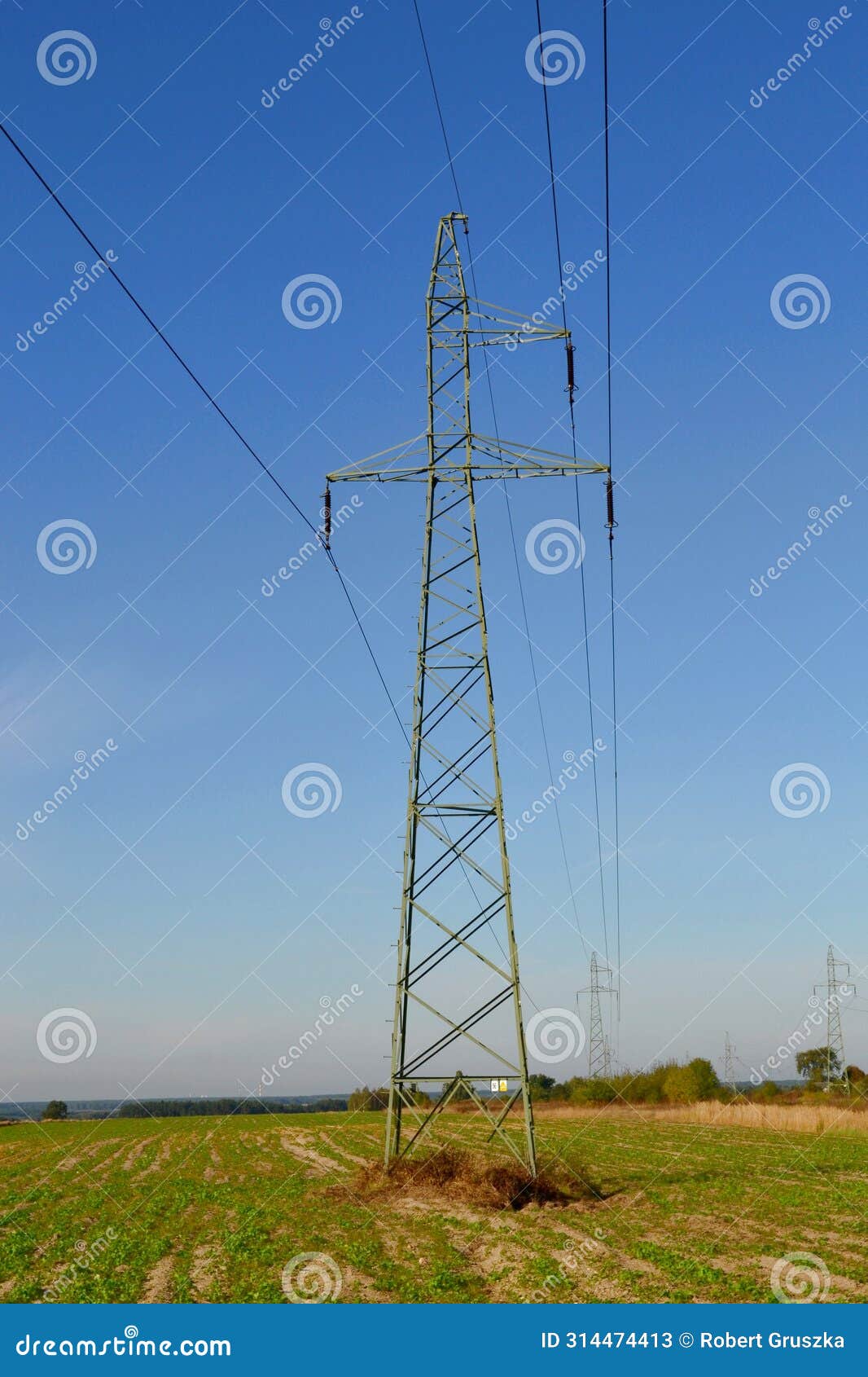 Power line pole stock image. Image of line, wires, voltage - 314474413