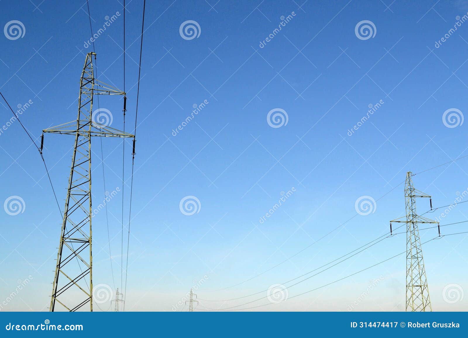 Power line pole stock image. Image of communication - 314474417