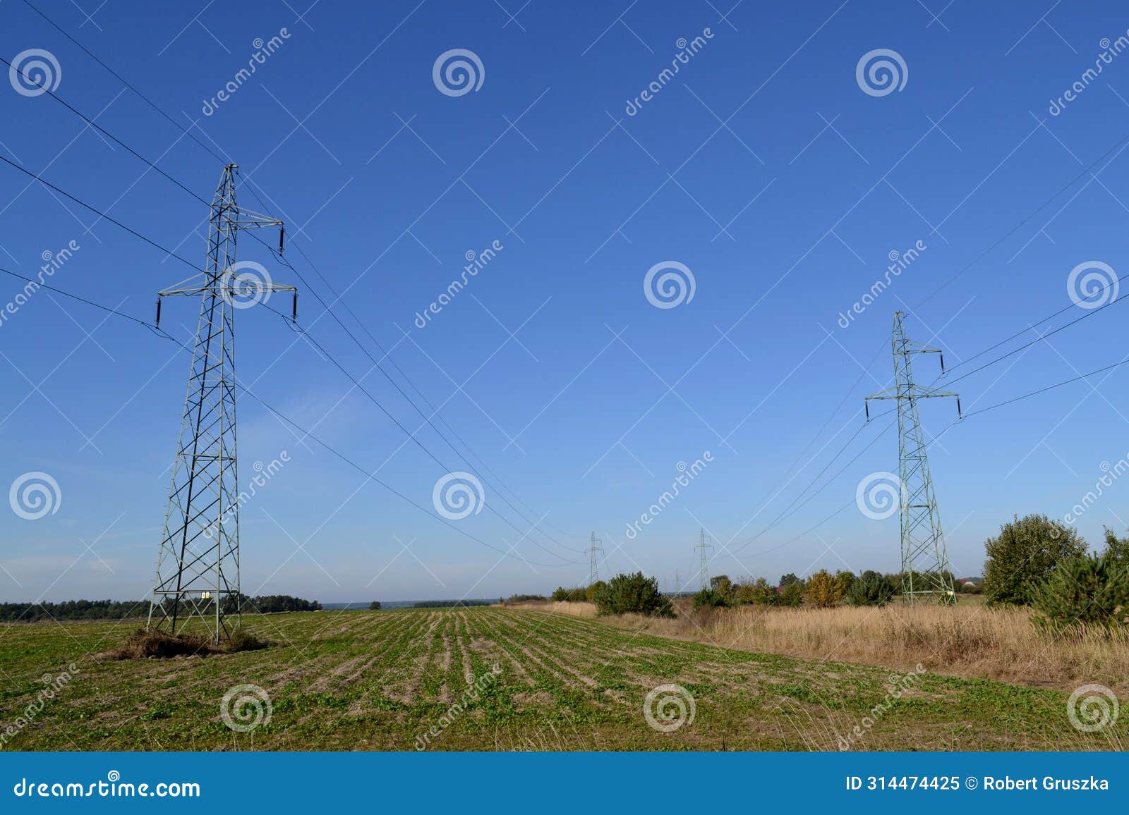 Power line pole stock image. Image of communication - 314474425