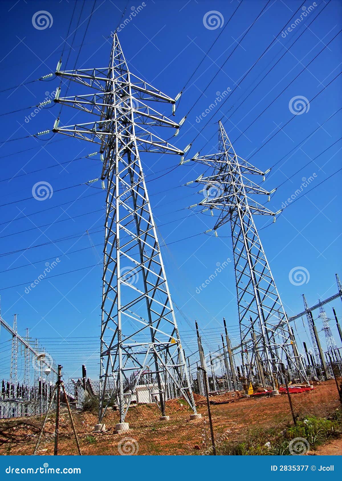 Power line poles stock image. Image of electrification - 2835377