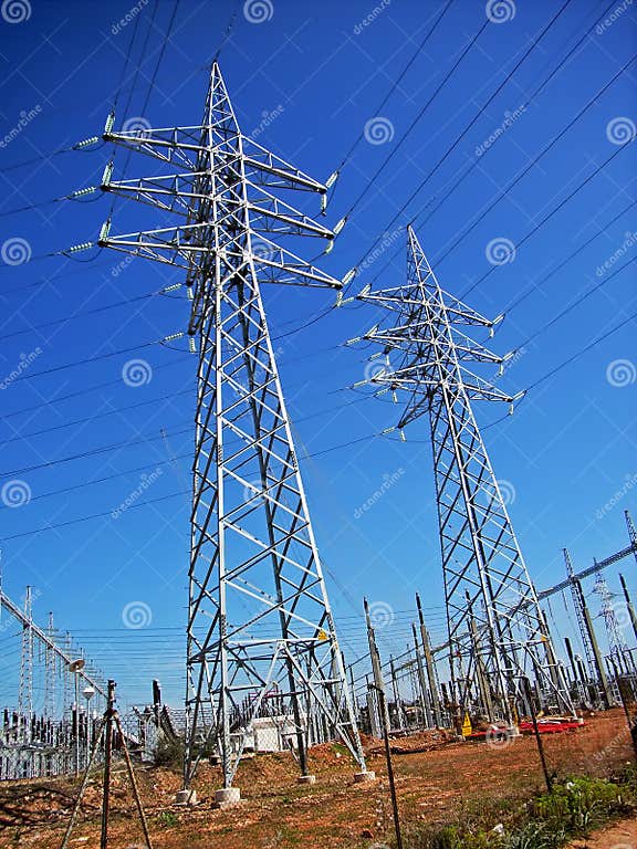 Power line poles stock image. Image of electrification - 2835377