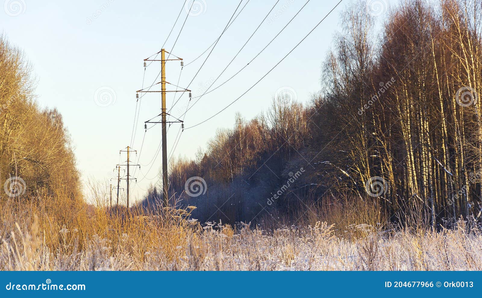 Power line poles stock photo. Image of network, construction - 204677966