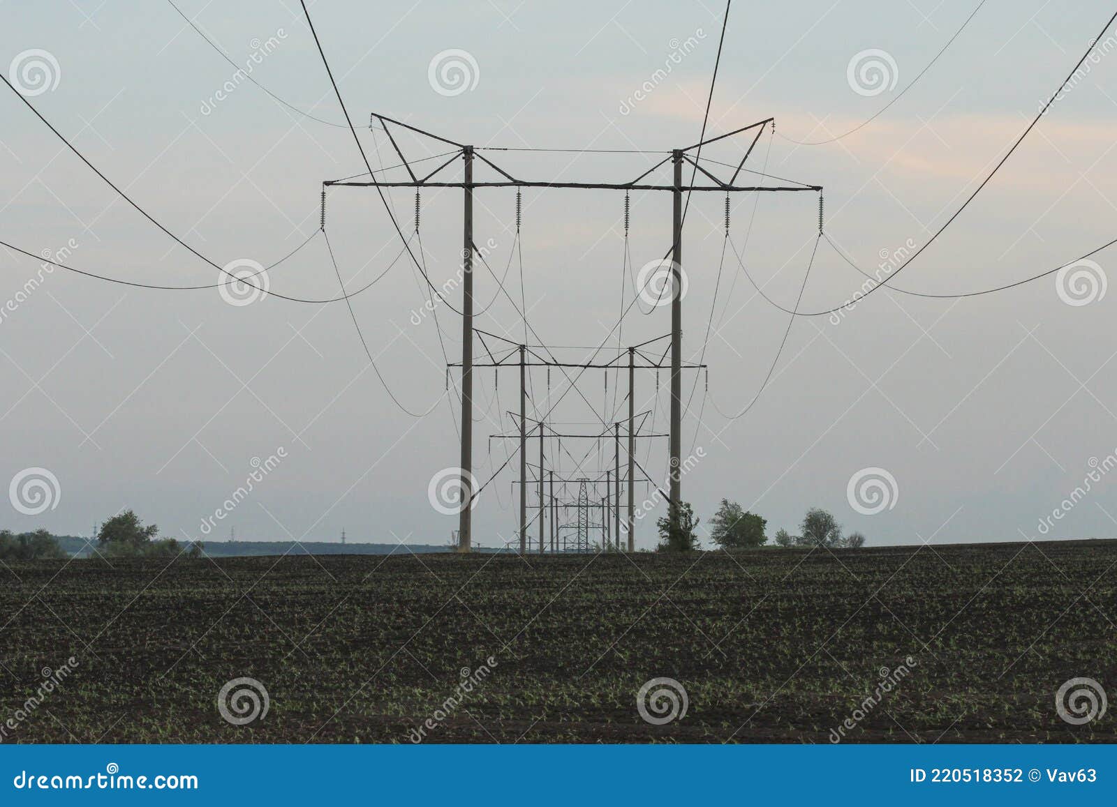 Power line poles stock photo. Image of distribution - 220518352