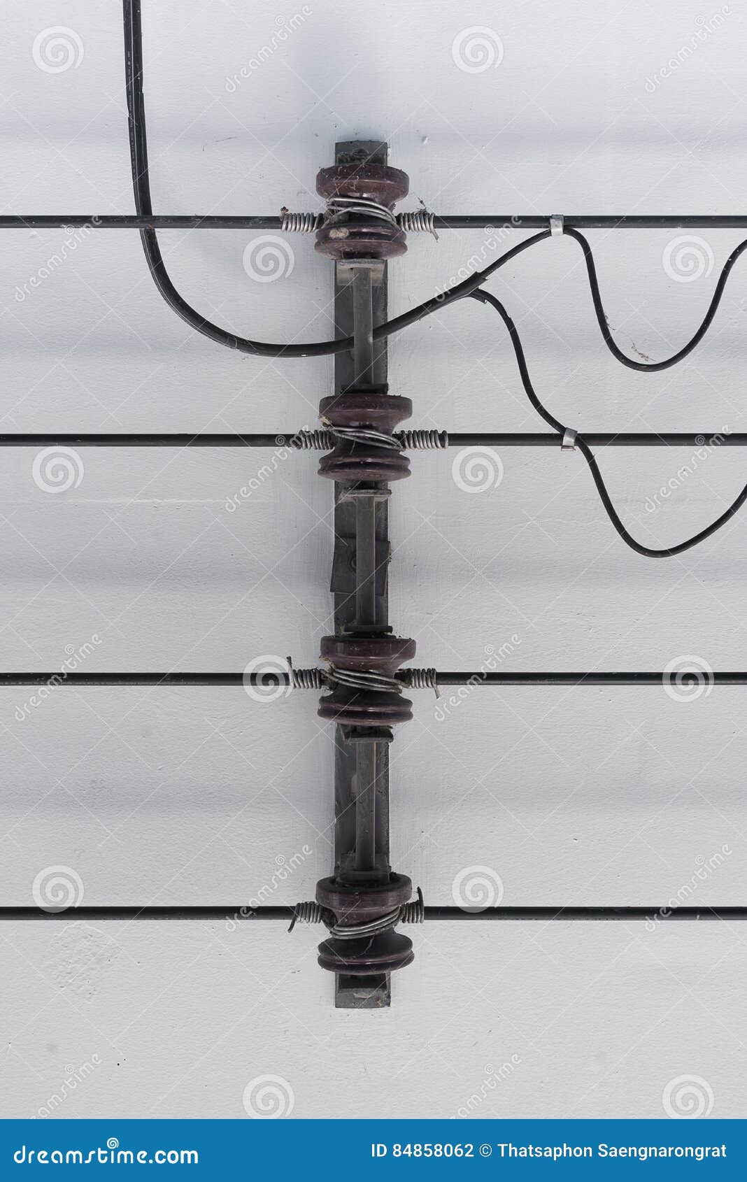 Power Line and Porcelain Insulators with Rack on Ceiling. Stock Photo ...