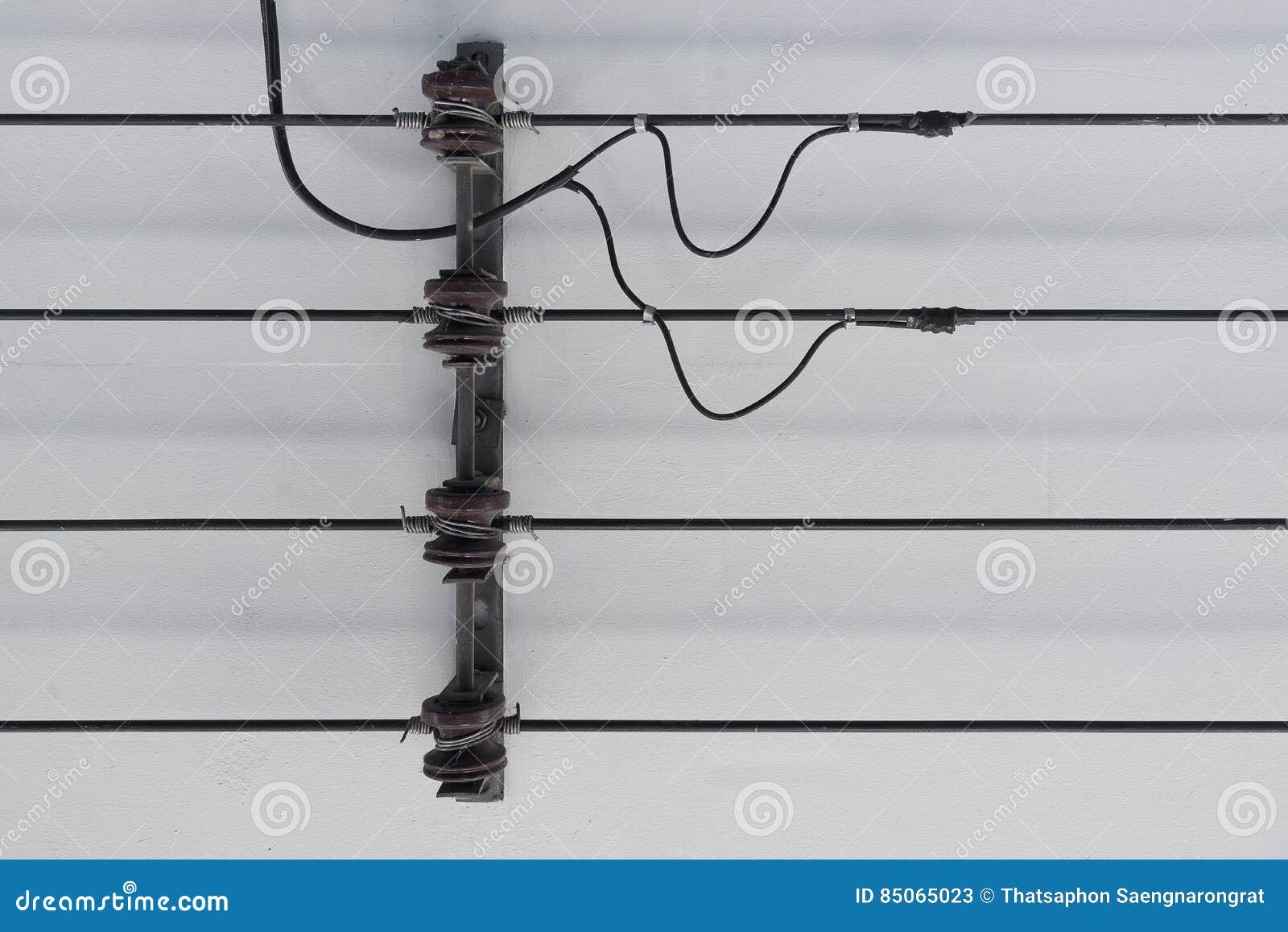 Power Line and Porcelain Insulators with Rack on Ceiling. Stock Image ...