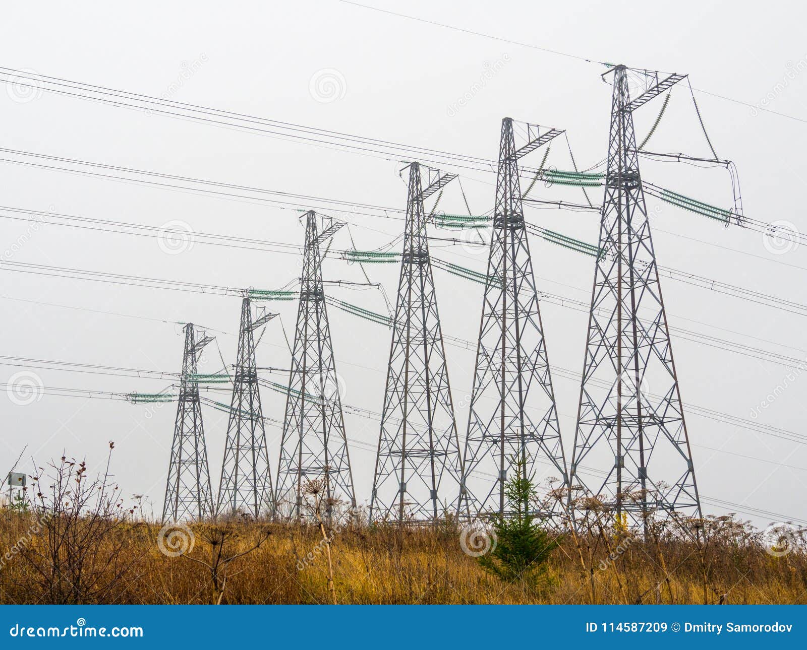 Power Line Posts with Wires High Voltage Stock Image - Image of cable ...