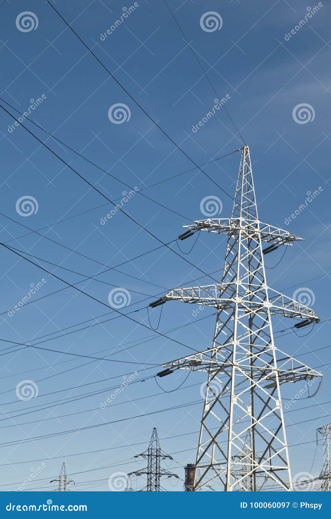 Power Line Pylons stock image. Image of cityscape, pollution - 100060097