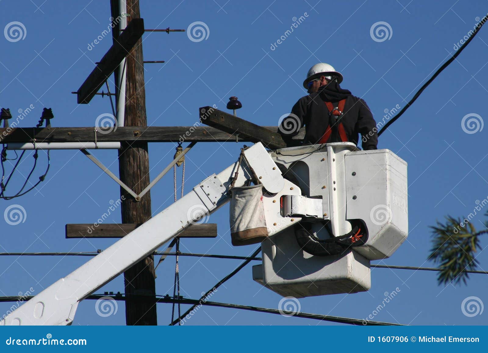 Power line Repair 2 stock photo. Image of lines, repair - 1607906