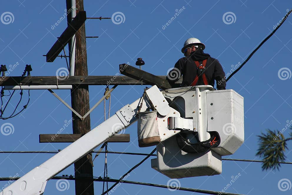 Power line Repair 2 stock photo. Image of lines, repair - 1607906