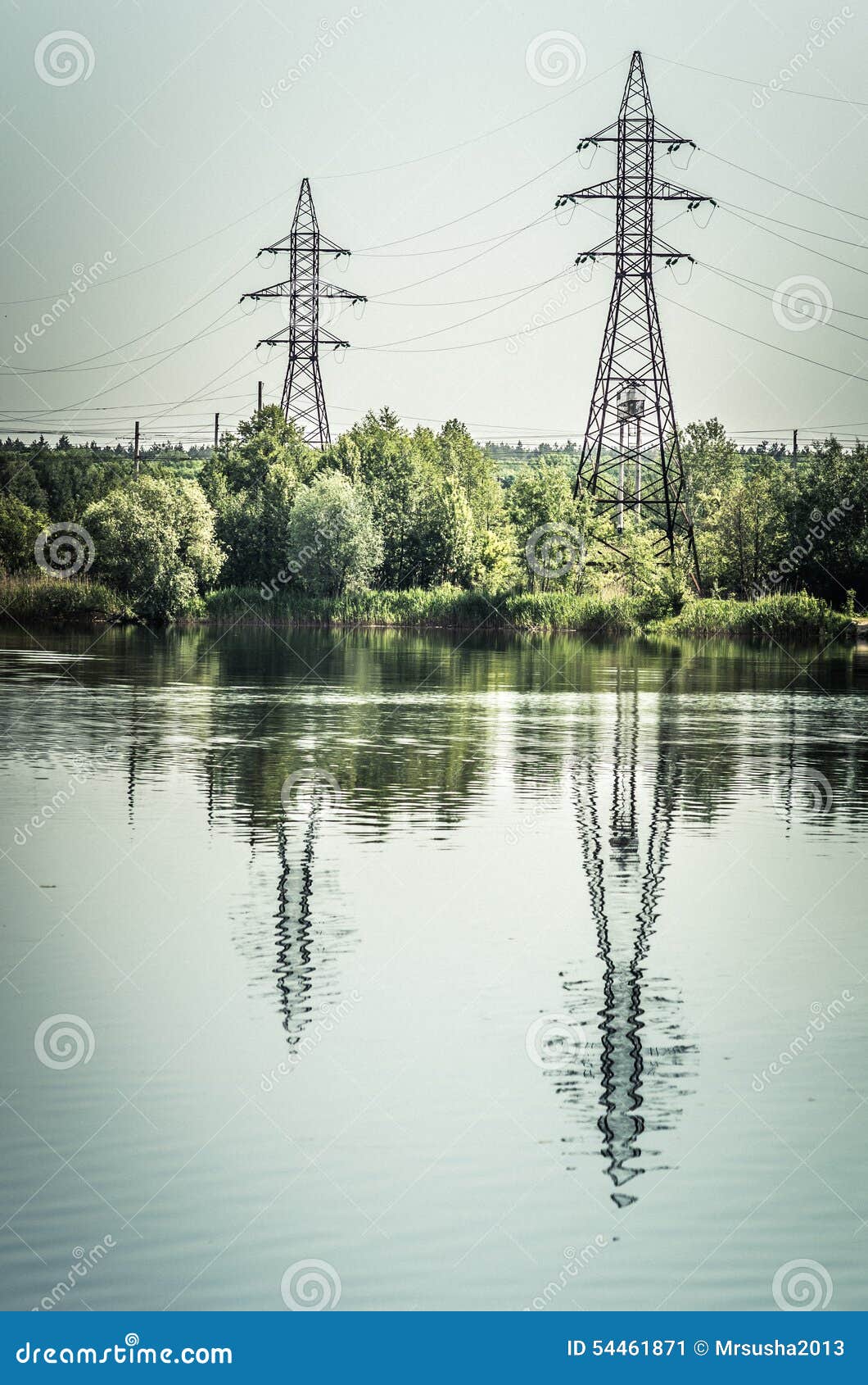 Power line stock image. Image of danger, line, river - 54461871