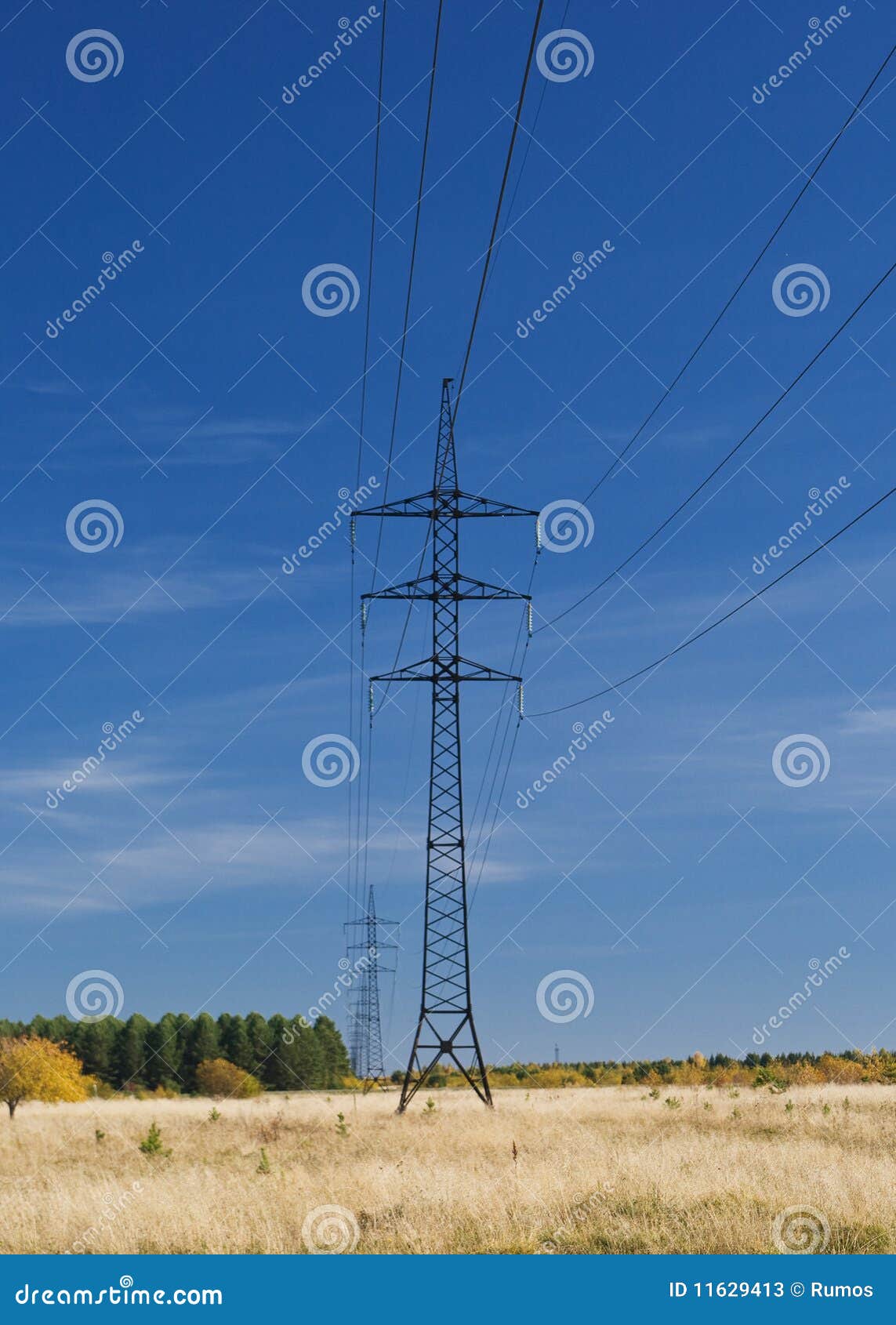 Power line in a row stock image. Image of energy, line - 11629413