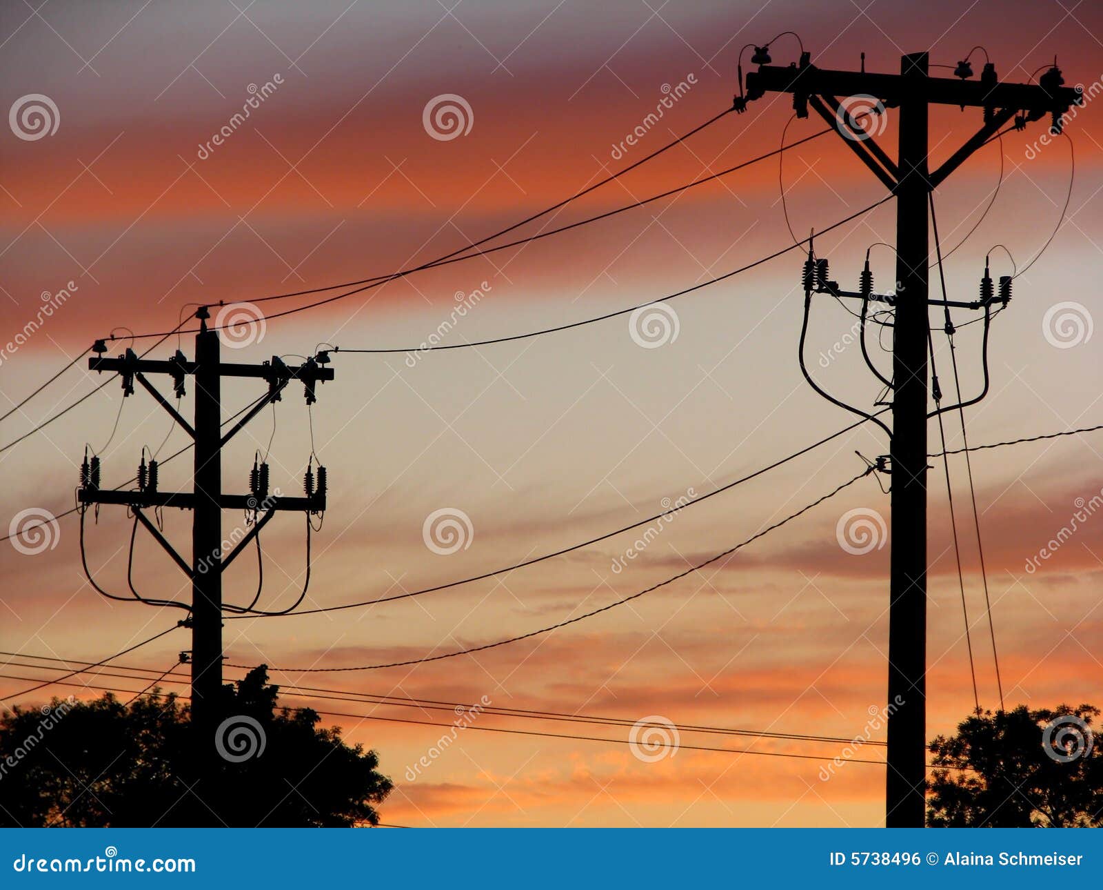 Power Line Silhouette stock photo. Image of electric, electricity - 5738496