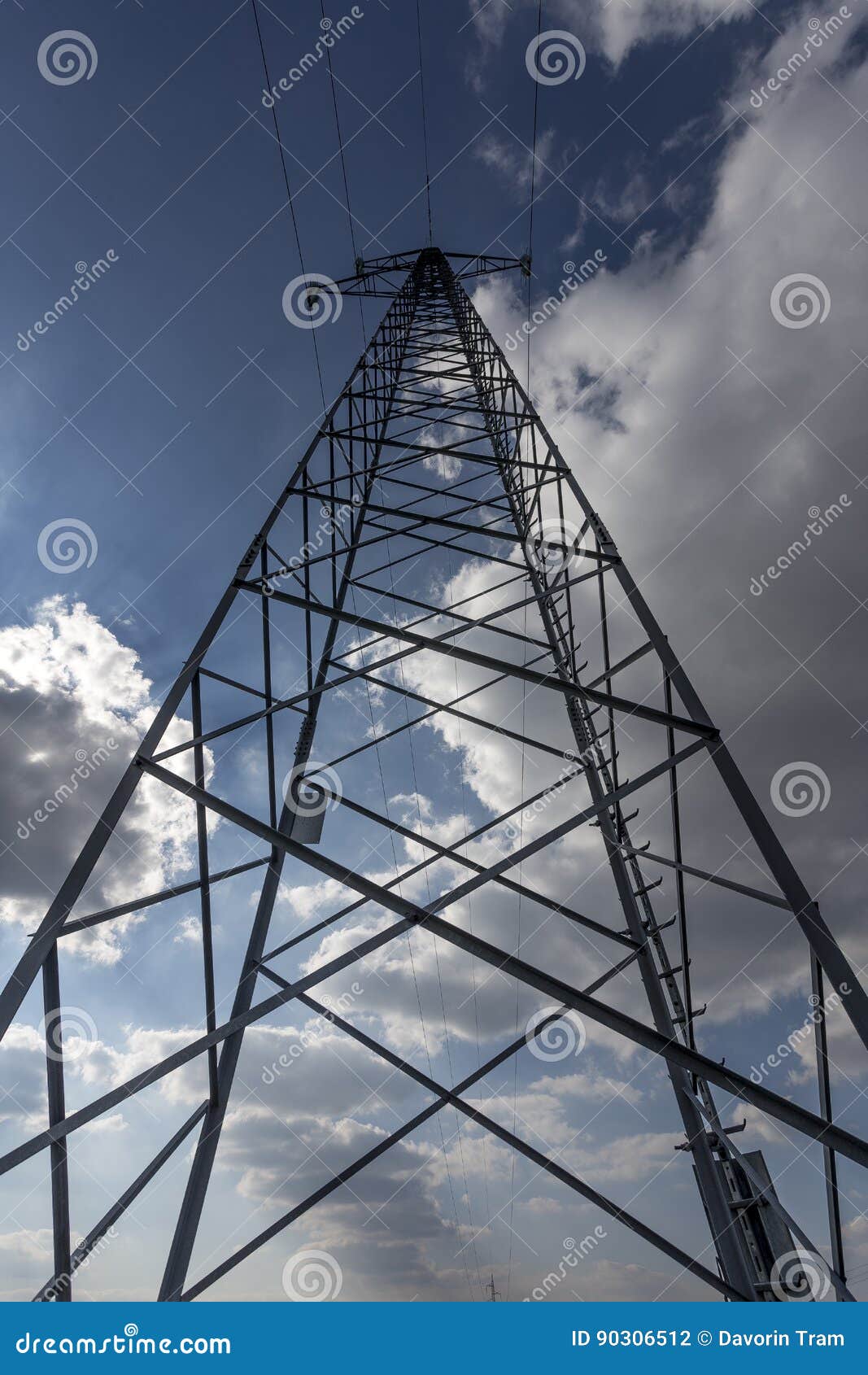 Power line with sky stock photo. Image of distribution - 90306512