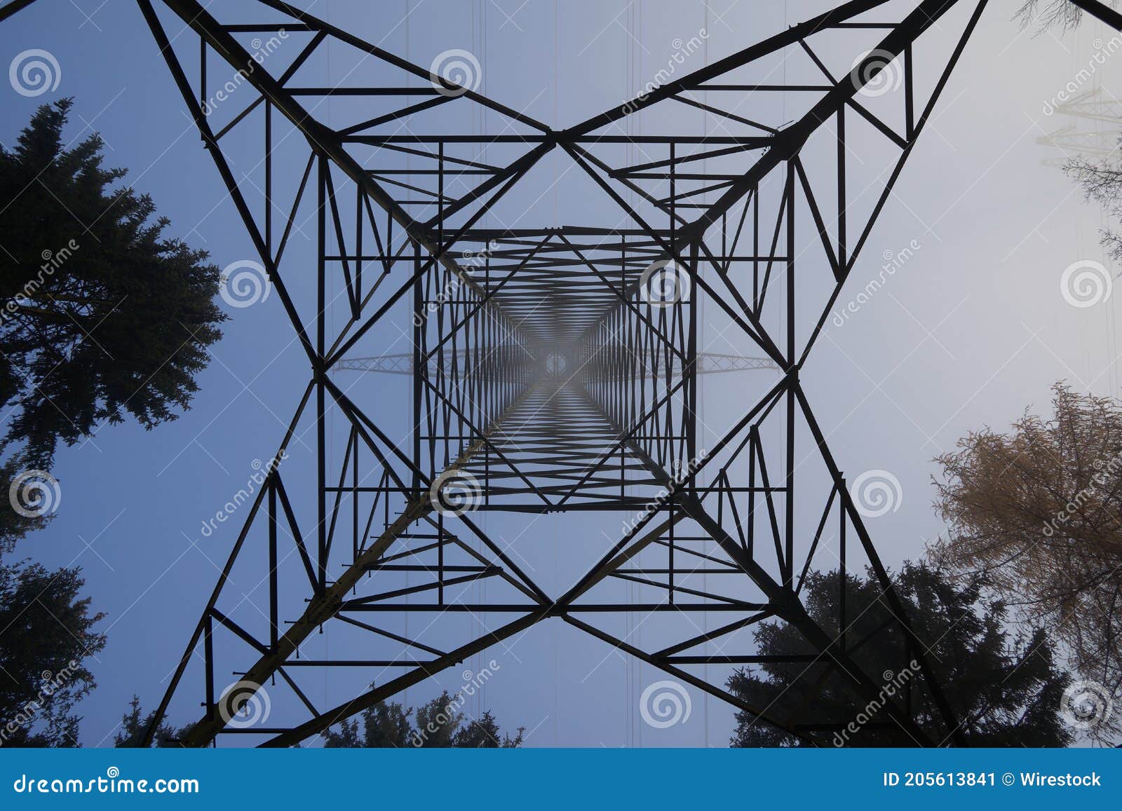 Power Line Structure from Undernea Stock Image - Image of underneath ...