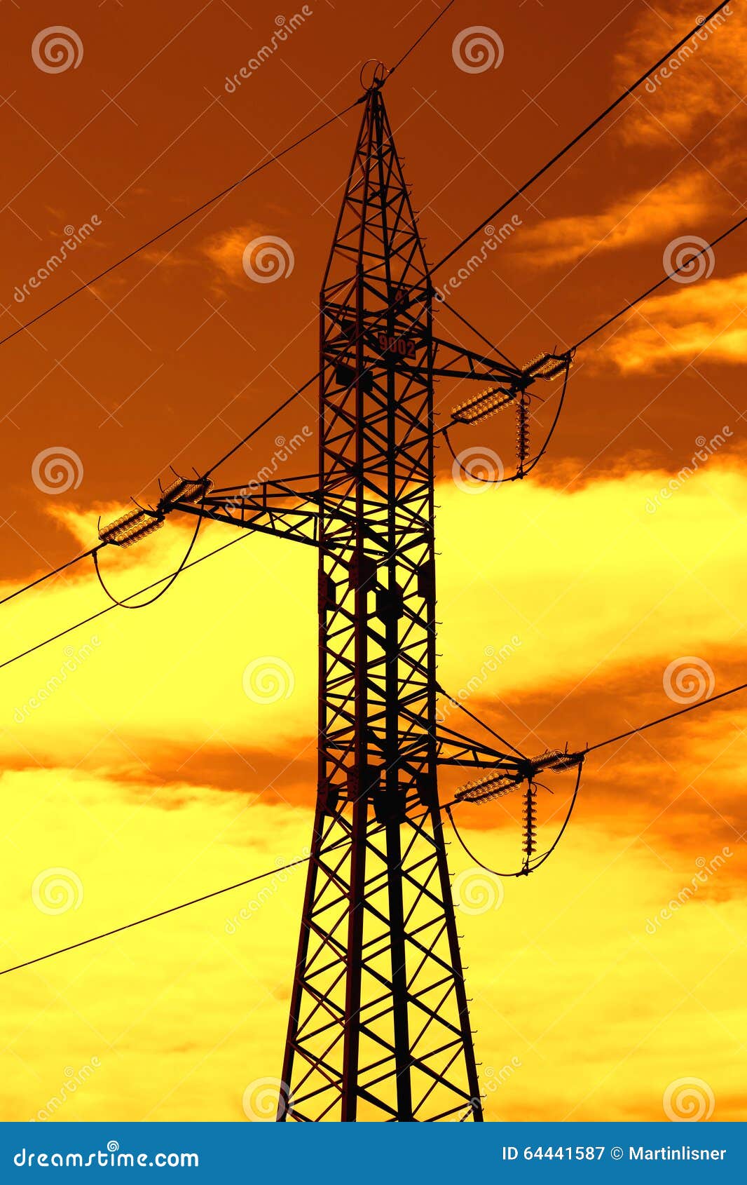 Power line at sunset stock image. Image of line, high - 64441587