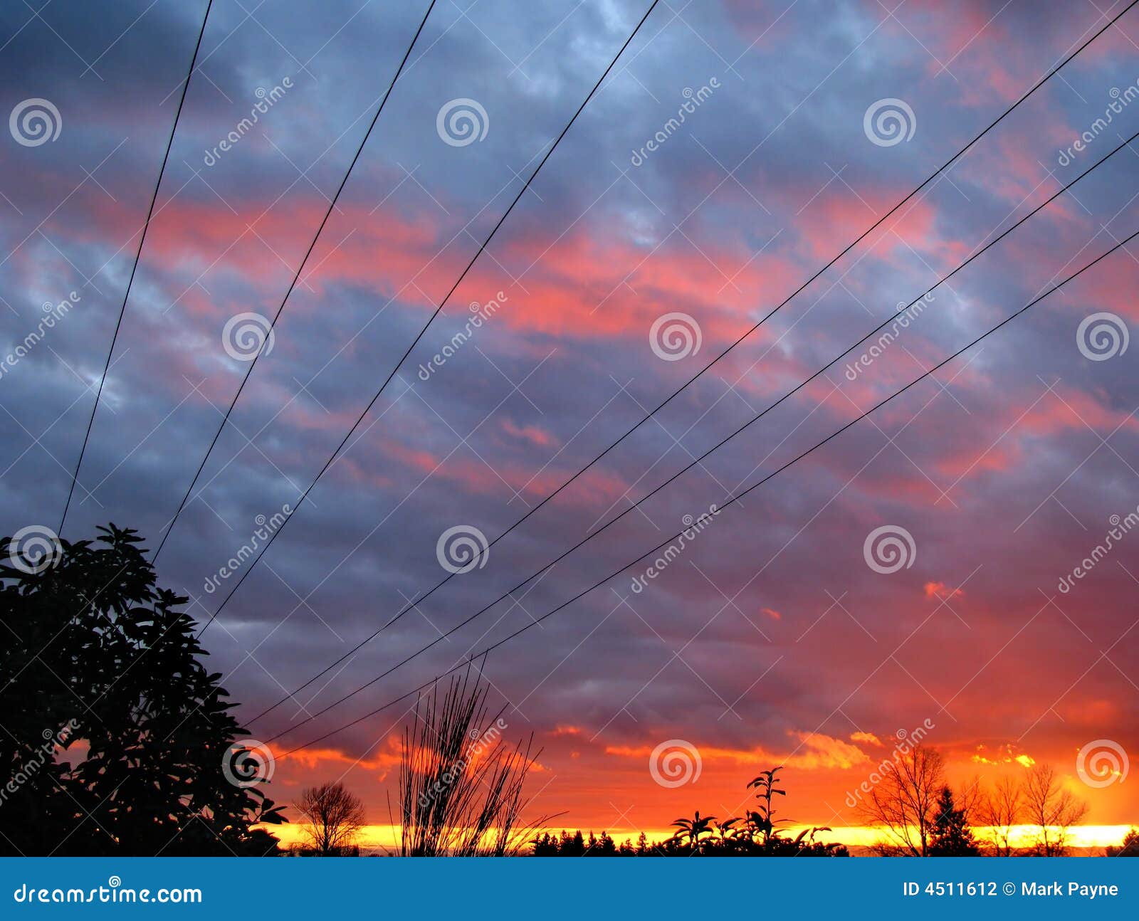 Power Line Sunset Perspective V1 Stock Photo - Image of black, solar ...