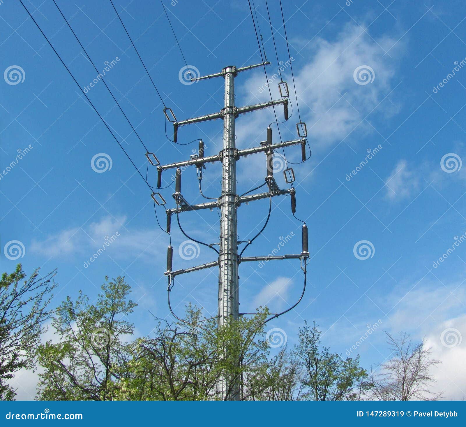 Power Line Support, High Voltage, Insulators and Wires Stock Image ...
