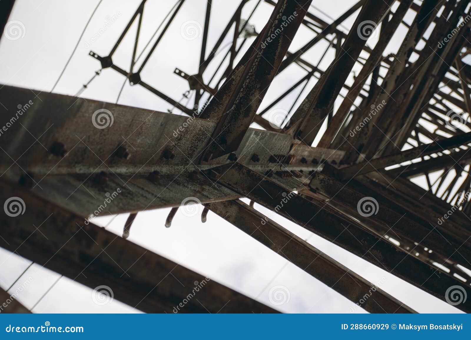 Power Line Support. Old Rusty Metal Structures Stock Image - Image of ...