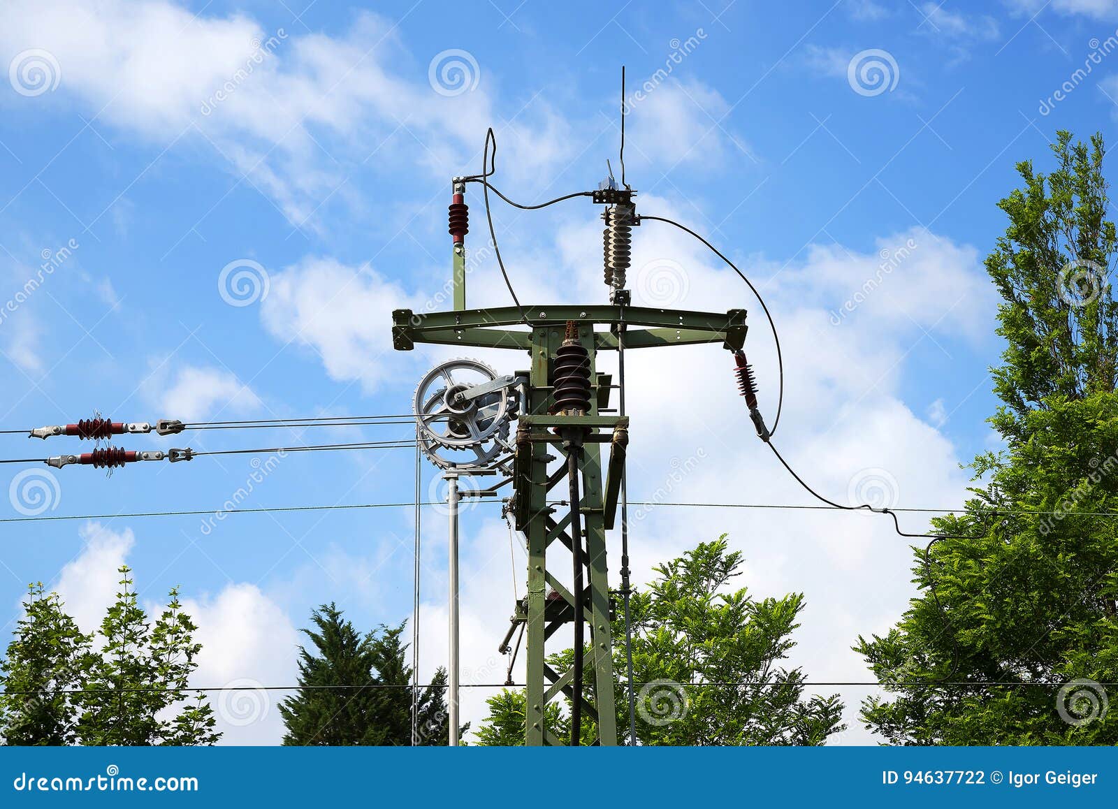 Power Line Support with Parts Stock Photo - Image of technology, cell ...