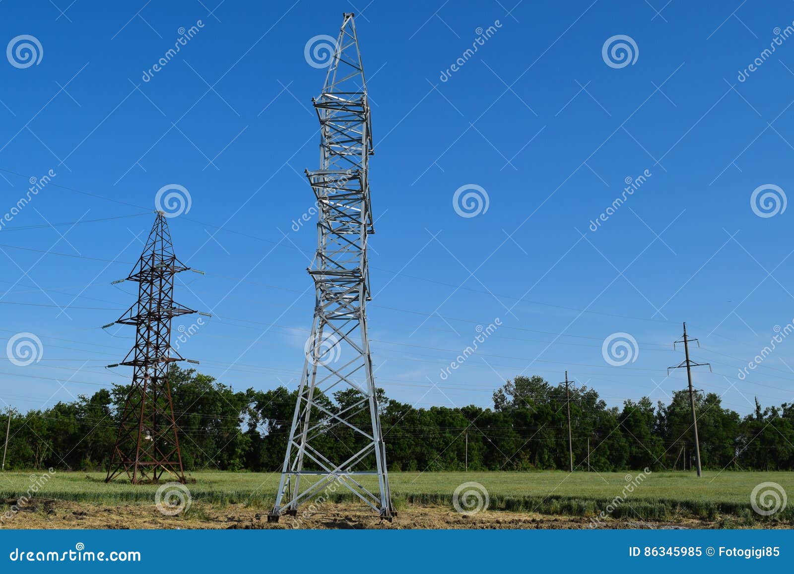 Power line support stock image. Image of insulators, background - 86345985