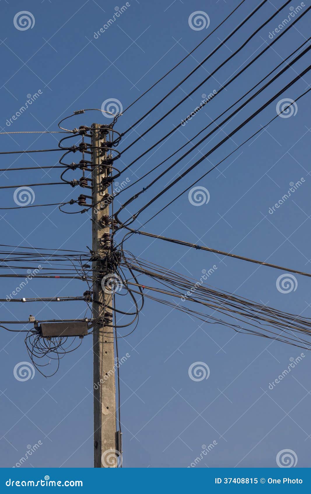 Power Line stock image. Image of blue, wire, lamppost - 37408815