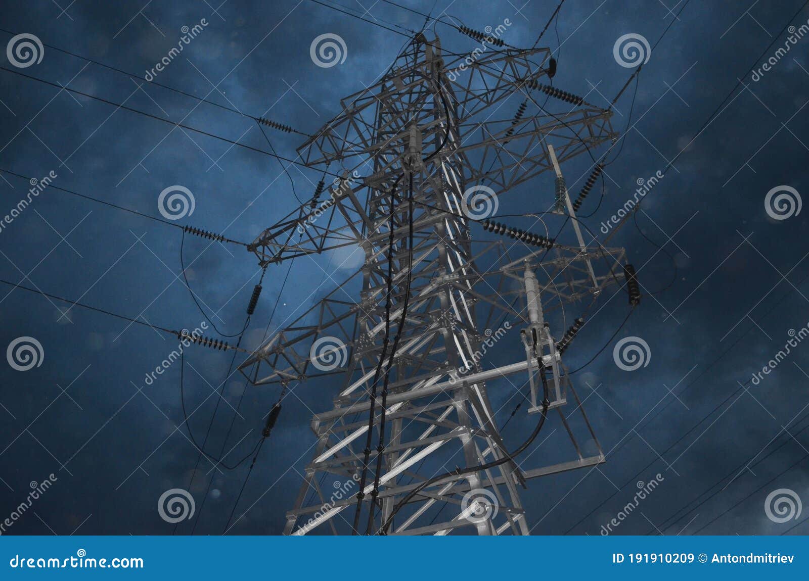 Power Line in a Thunderstorm Stock Image - Image of energy, cable ...