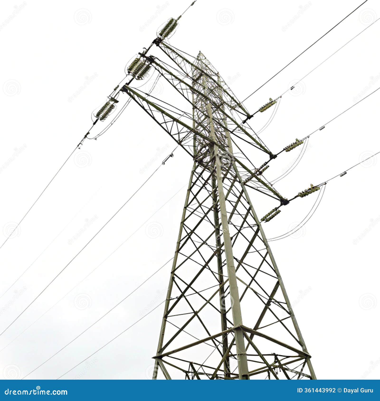 Power Line Tower Isolated on White Background Stock Illustration ...