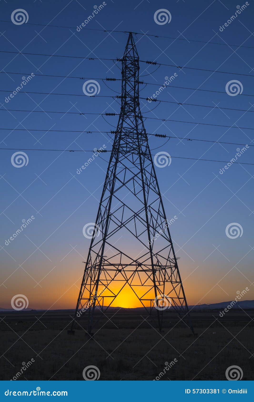 Power Line Tower And Sunset Royalty-Free Stock Photo | CartoonDealer ...