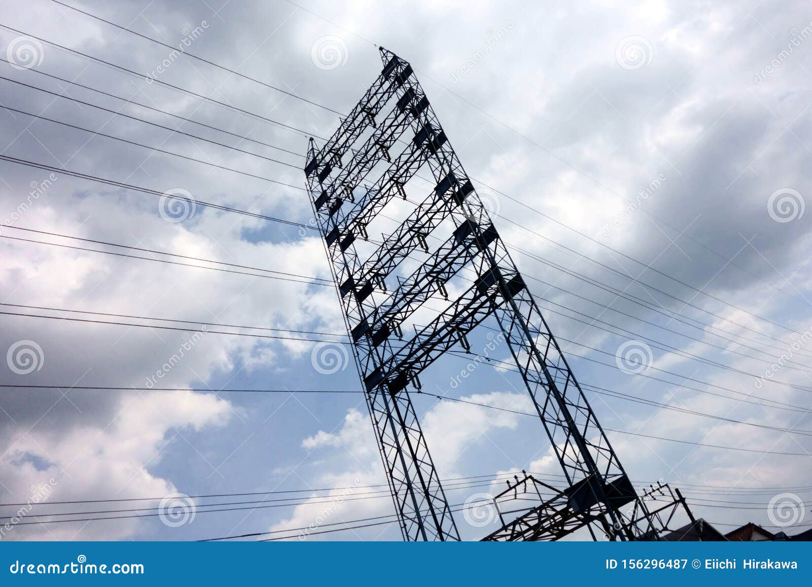 Power line tower stock image. Image of energy, blue - 156296487