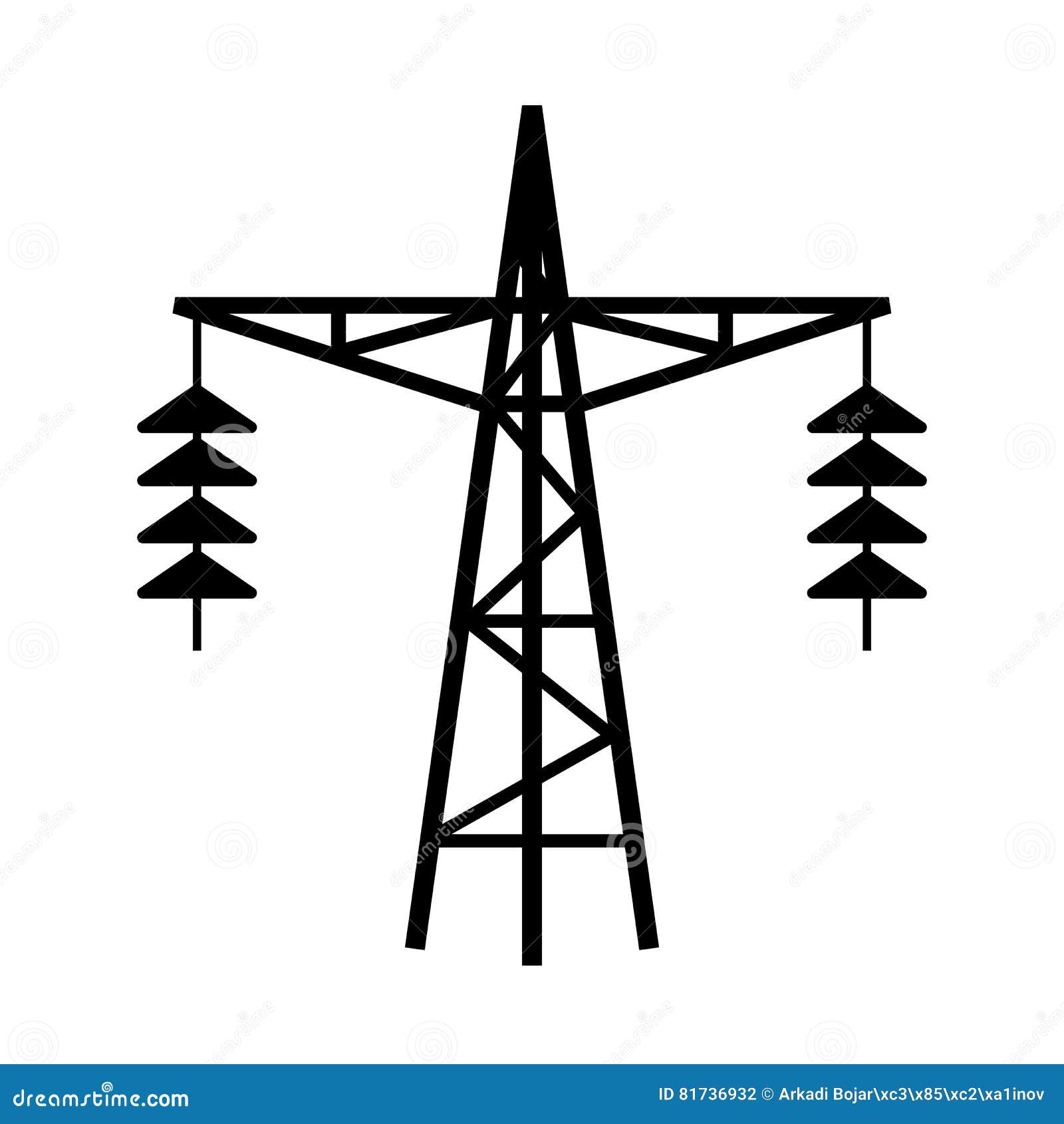 Power Line Tower Vector Icon Stock Vector - Illustration of current ...