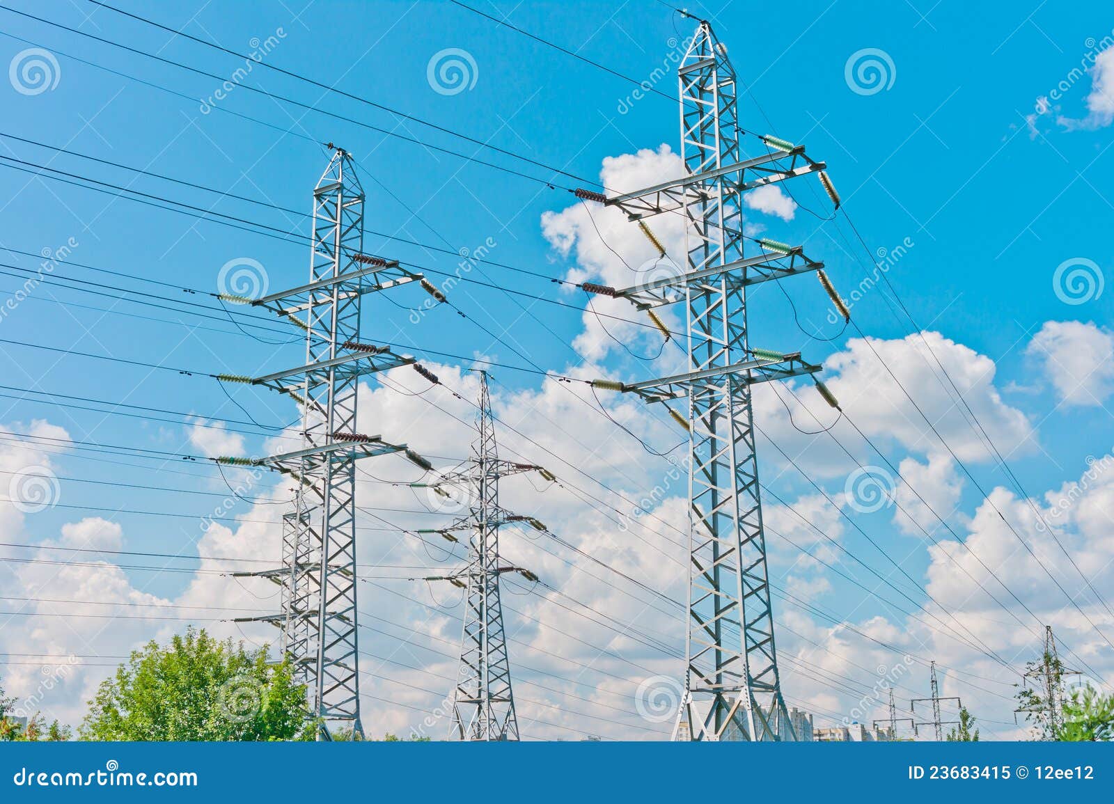 A Line-up Of The Towers Of The World`s Longest Cable Car. Royalty-Free ...