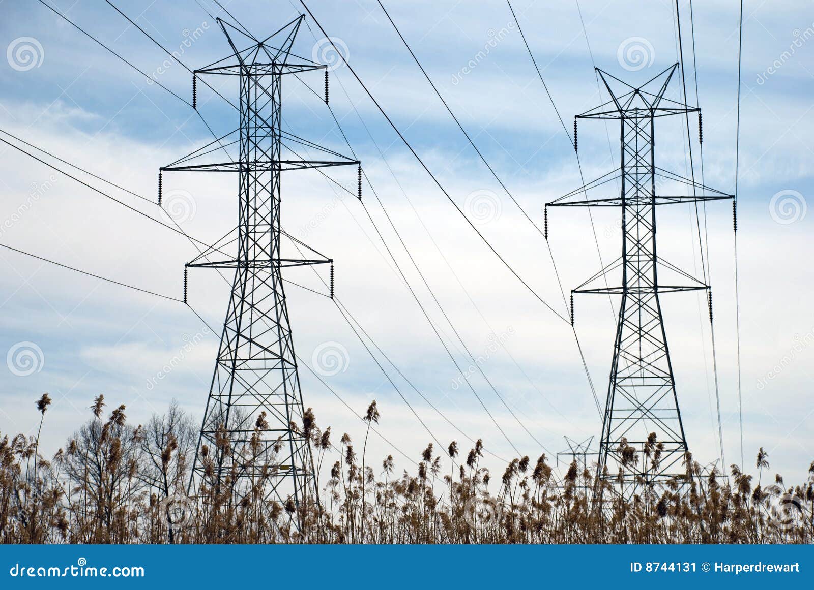 A Line-up Of The Towers Of The World`s Longest Cable Car. Royalty-Free ...