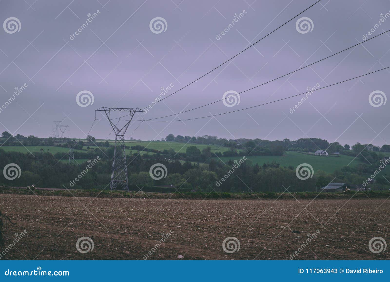 Power Line Towers and Cables in the Irish Countryside Stock Image ...