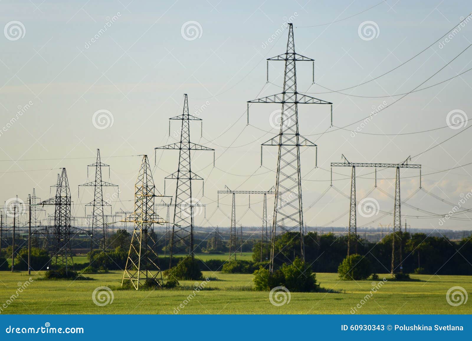 A Line-up Of The Towers Of The World`s Longest Cable Car. Royalty-Free ...