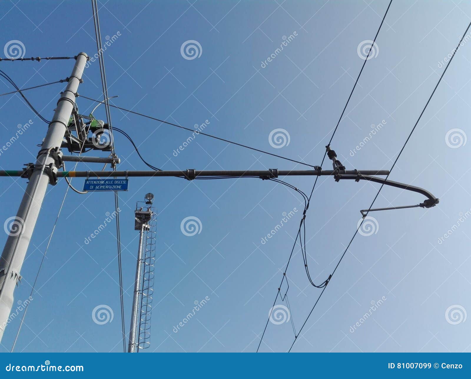 Power line of the train stock image. Image of train, electric - 81007099