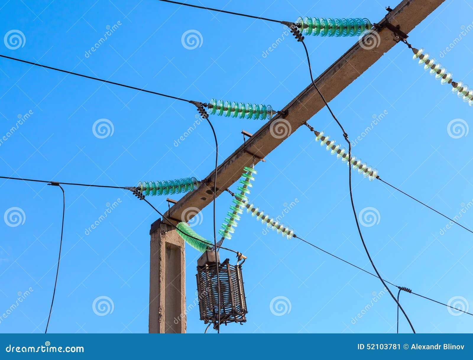 Power Line Wiring and Insulators System Stock Image - Image of ...