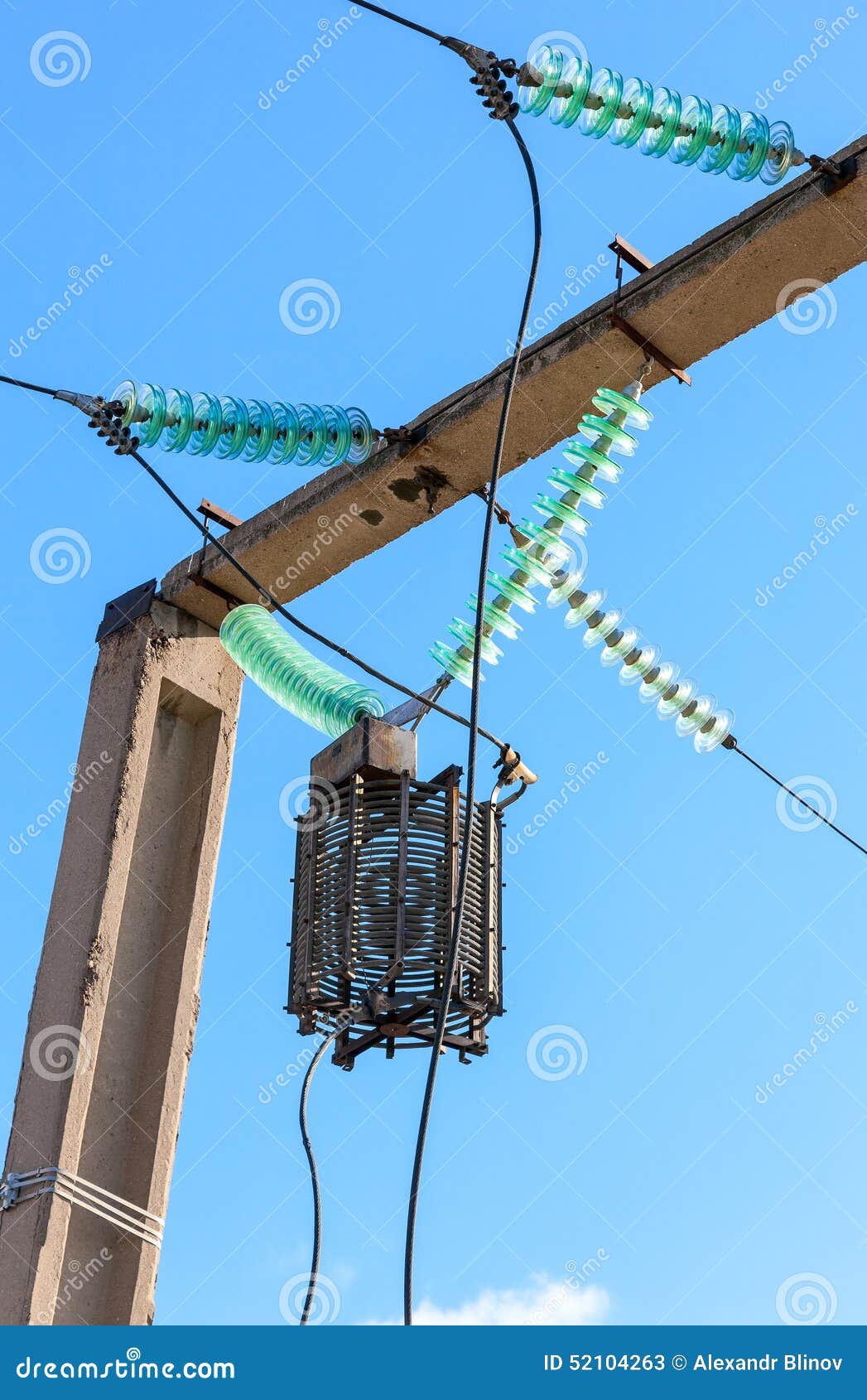 Power Line Wiring and Insulators System Stock Image - Image of ...