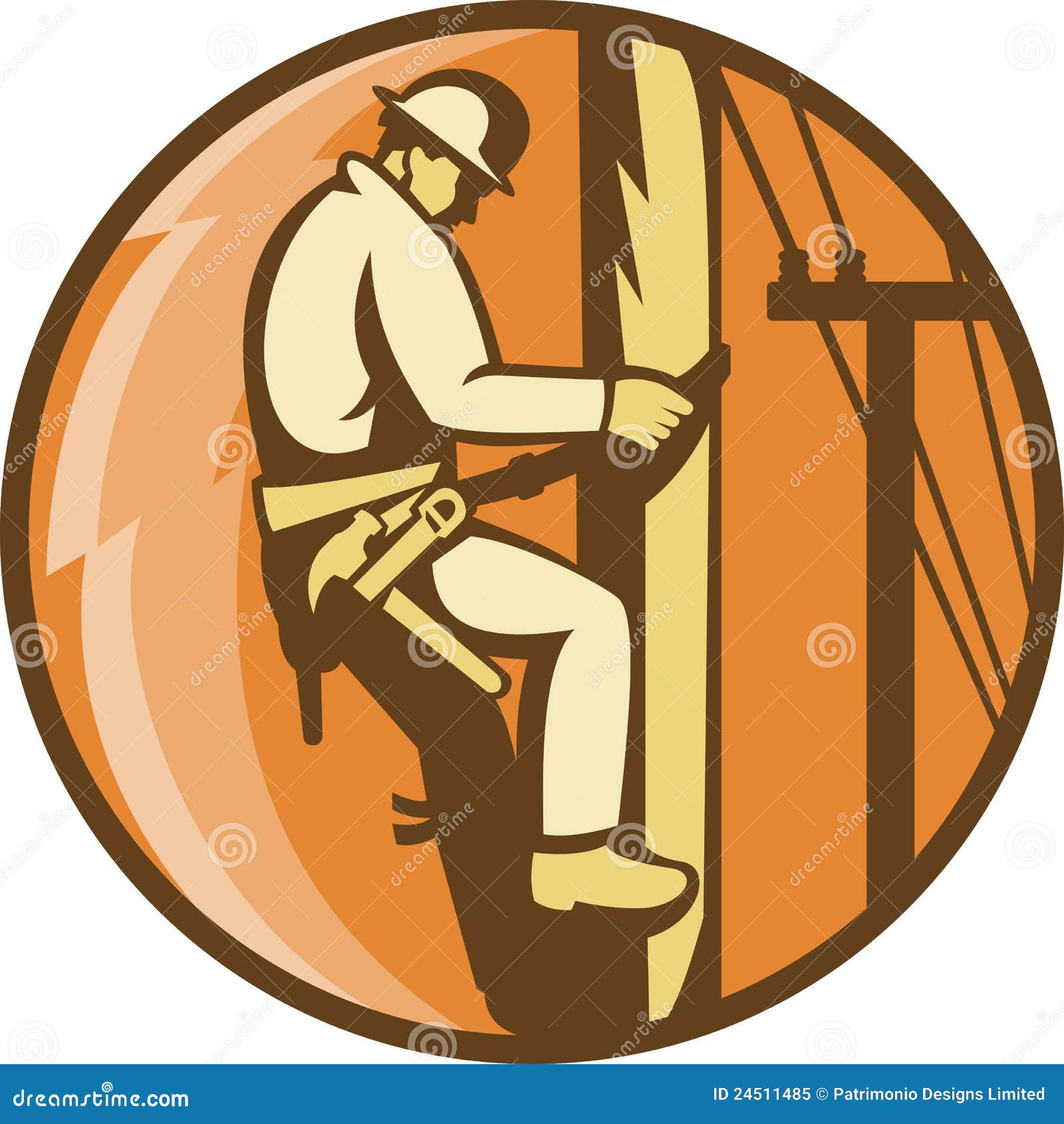 Power Lineman Electrician Climbing Utility Post Stock Vector ...