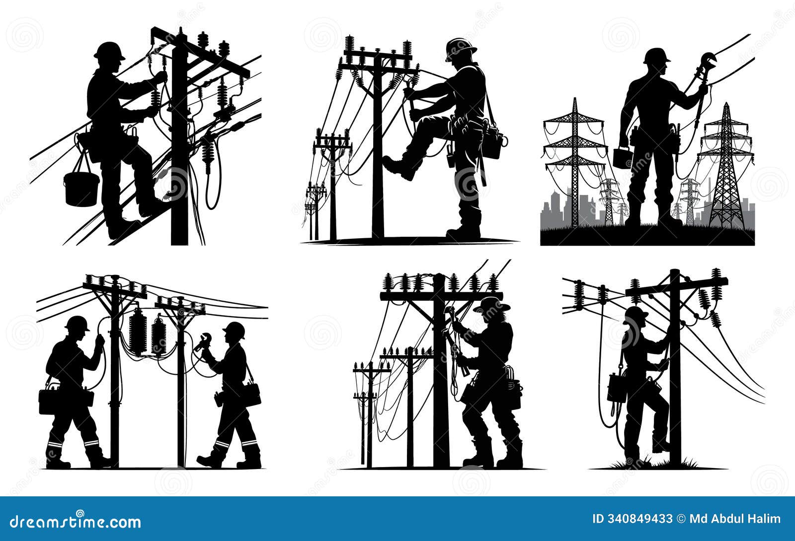 Lineman Silhouette, Electrical Lineman, Lineman Climbing Silhouette ...