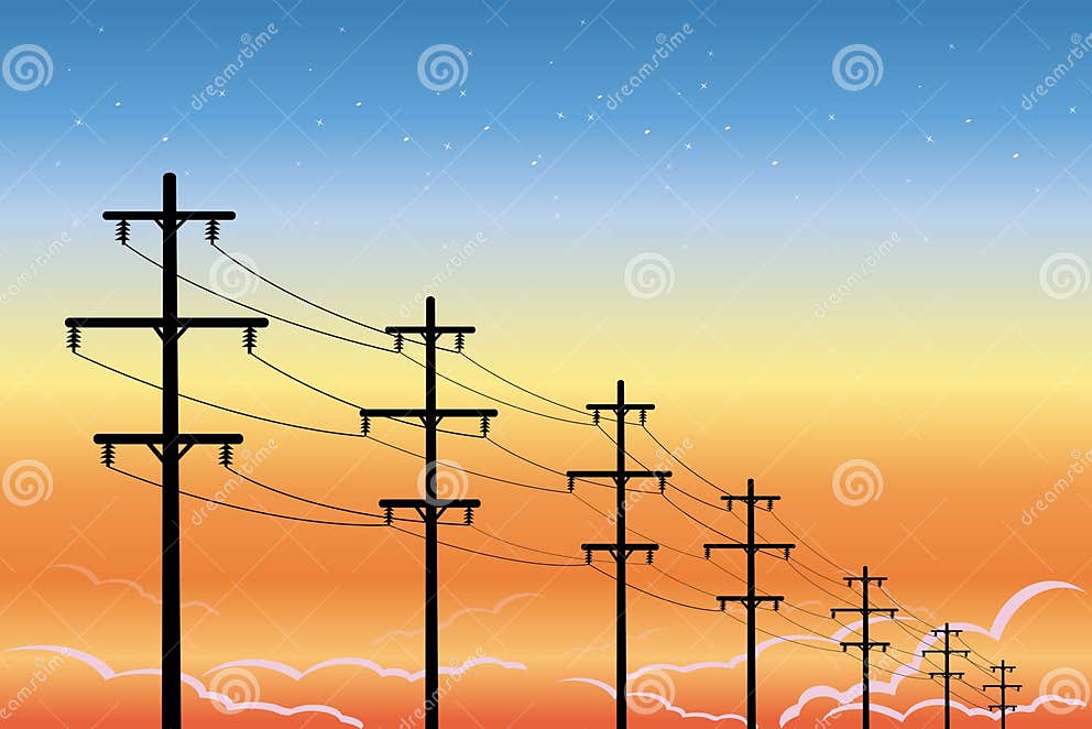 Power lines stock vector. Illustration of commission - 18171950