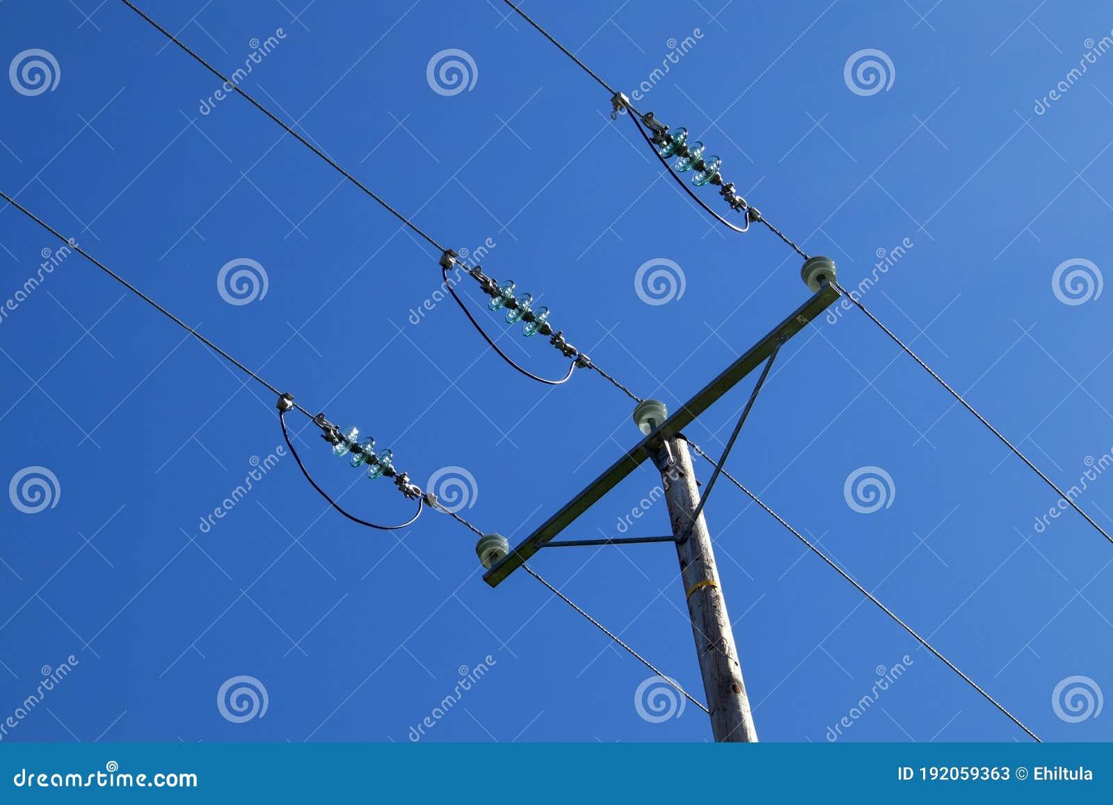 Power Lines Against Blue Sky Stock Image - Image of technology ...