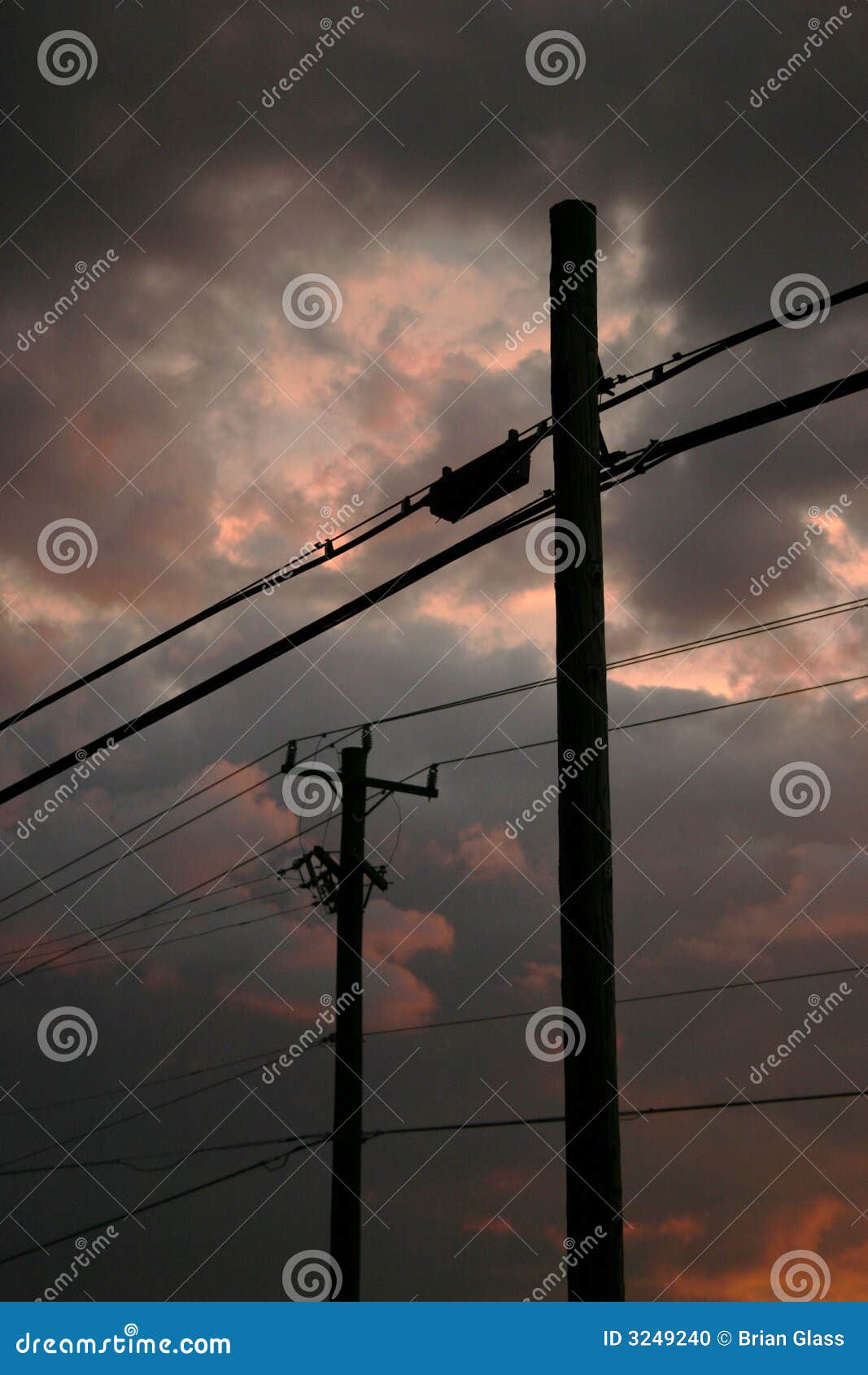 Power Lines Against Cloudy Sky Stock Photo - Image of energy, electric ...