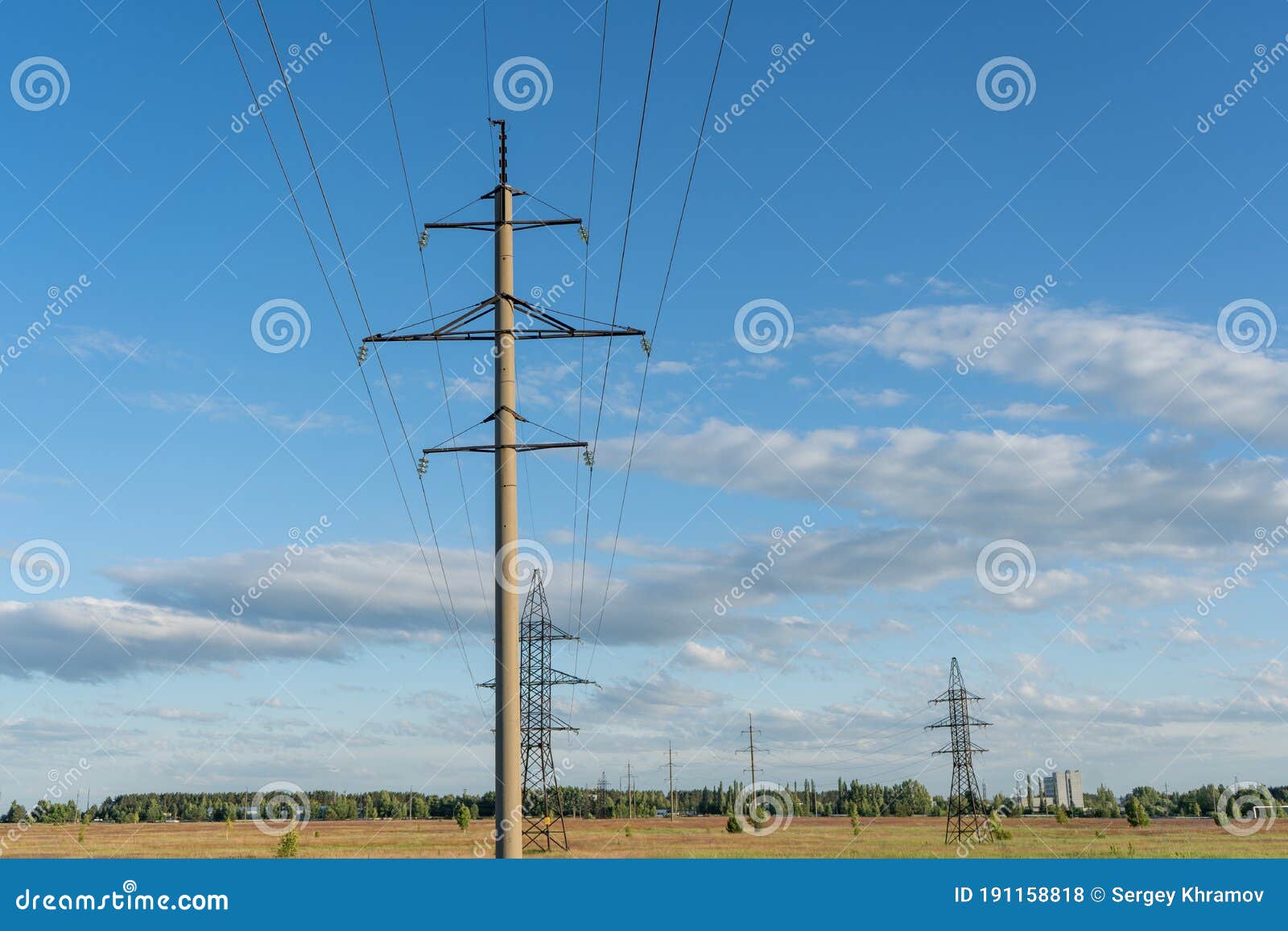 Power Lines Air and Power Supply, Landscape Stock Photo - Image of ...