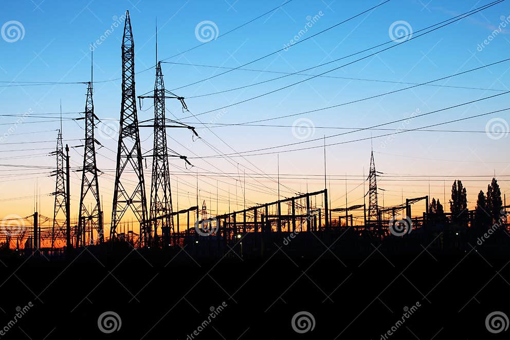Power lines background stock photo. Image of electricity - 113655152
