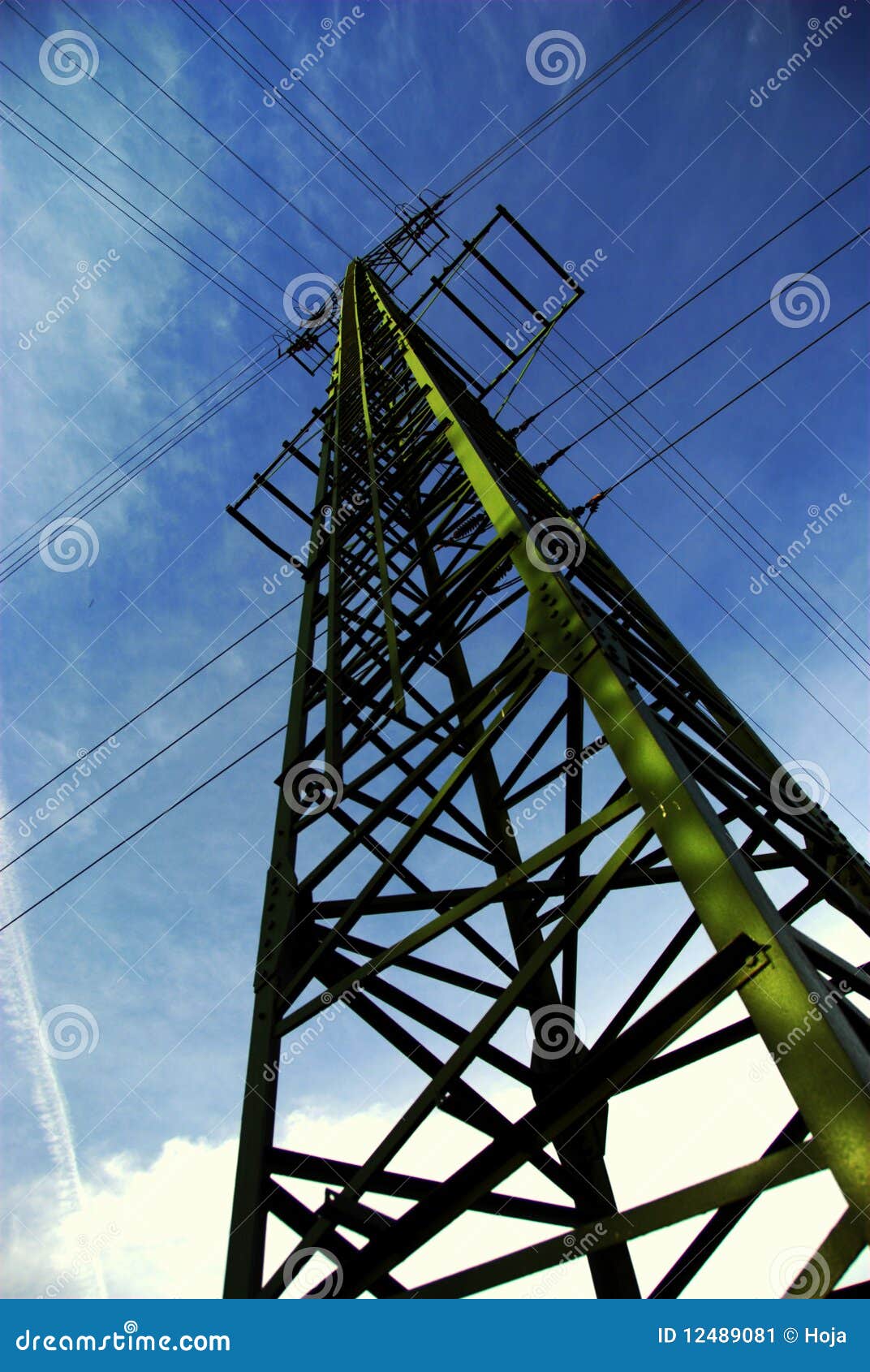 Power lines from below stock image. Image of electricity - 12489081