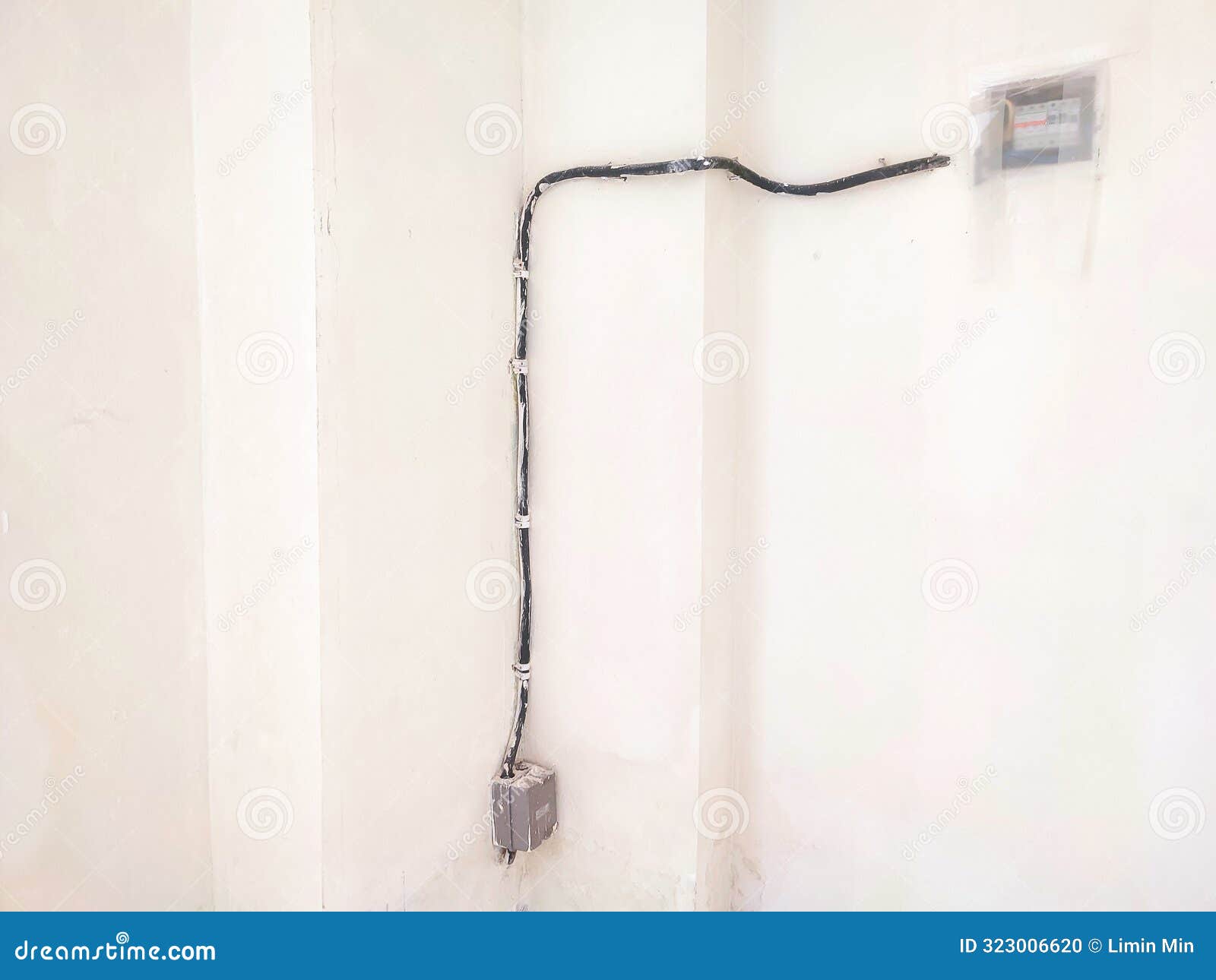 Power Lines with Black Cables Stock Photo - Image of bead, conduit ...