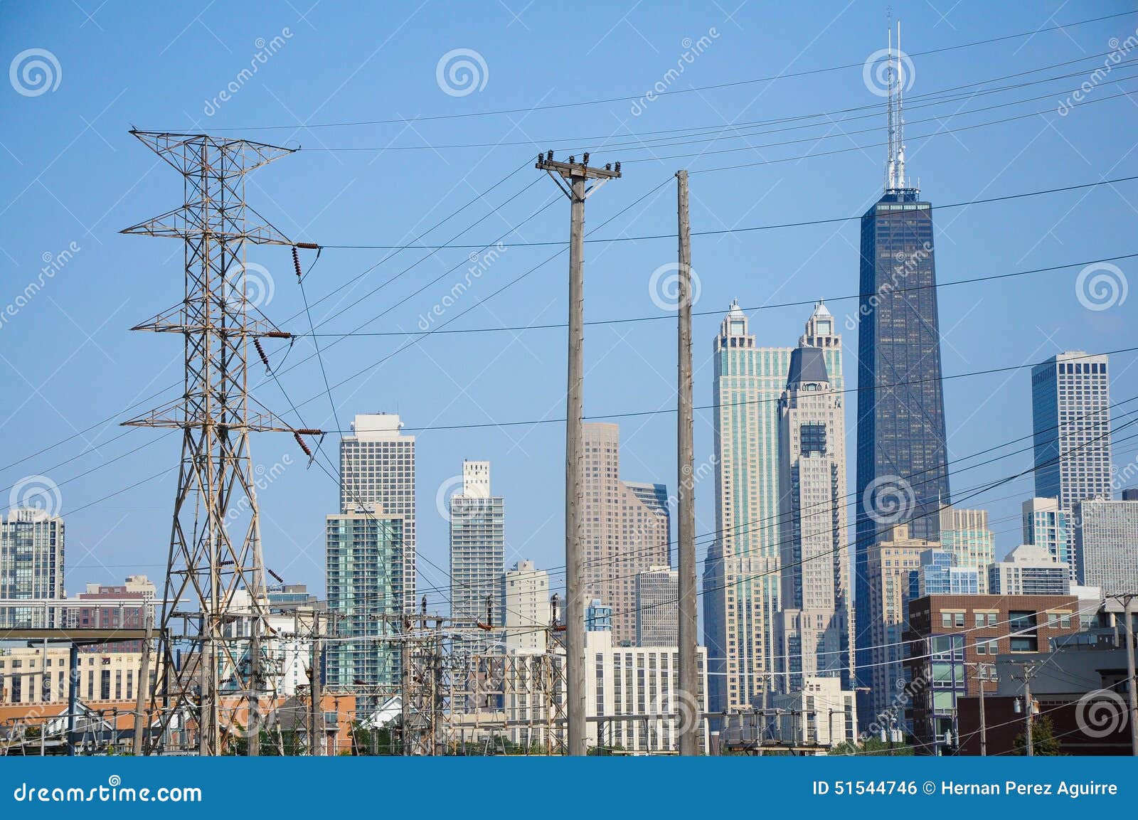 Power lines stock photo. Image of city, buidings, skywrapers - 51544746