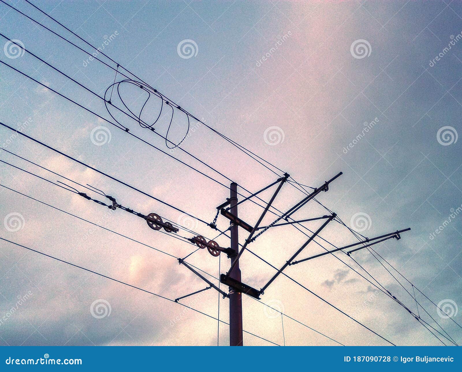 Power Lines in the City. Electric Cables Attached To a Street Power ...