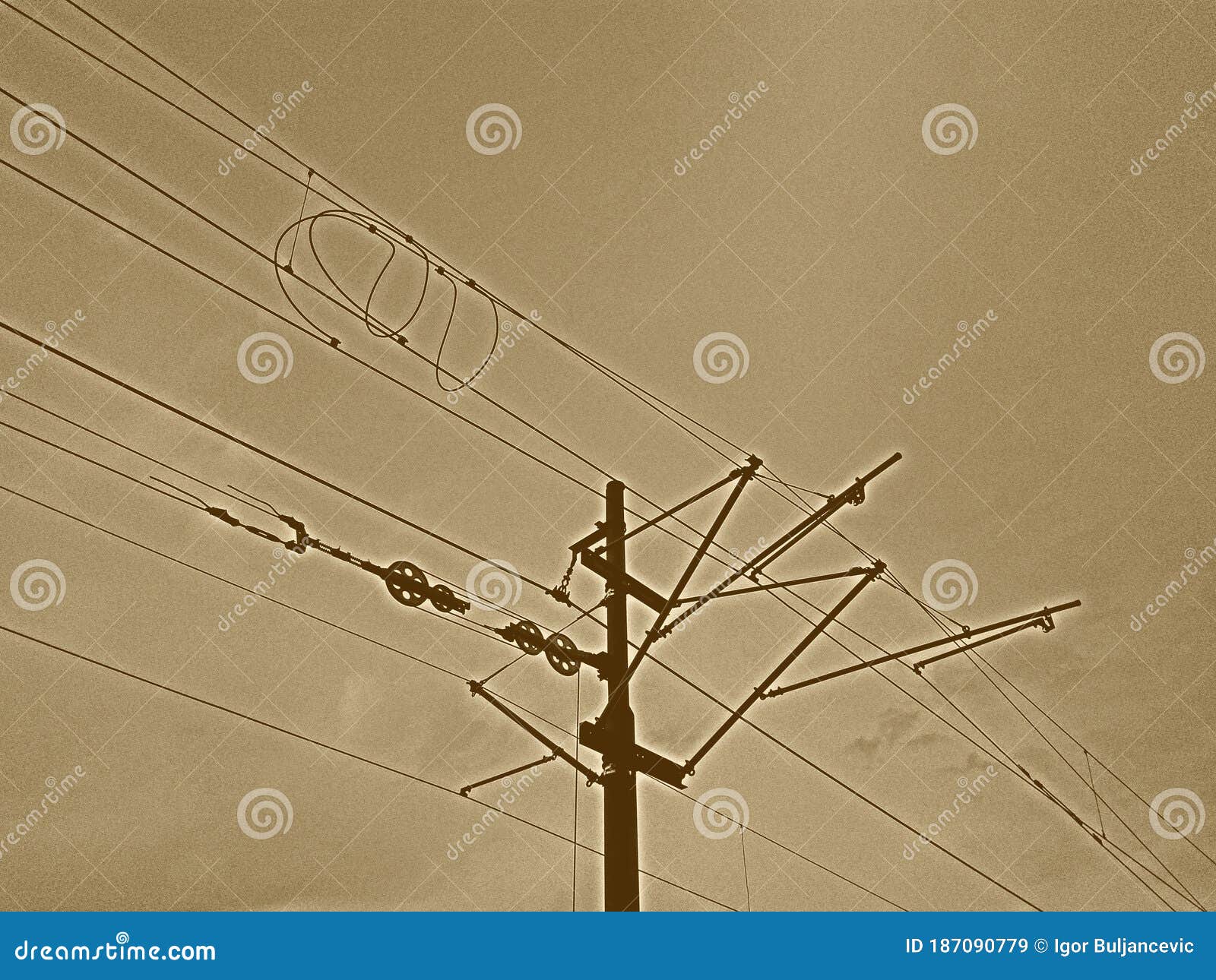 Power Lines in the City. Electric Cables Attached To a Street Power ...